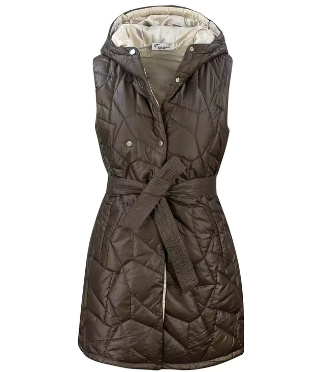 Dámská dlouhá vesta bez rukávů s páskem (13128 / BH-2264) - Agrafka