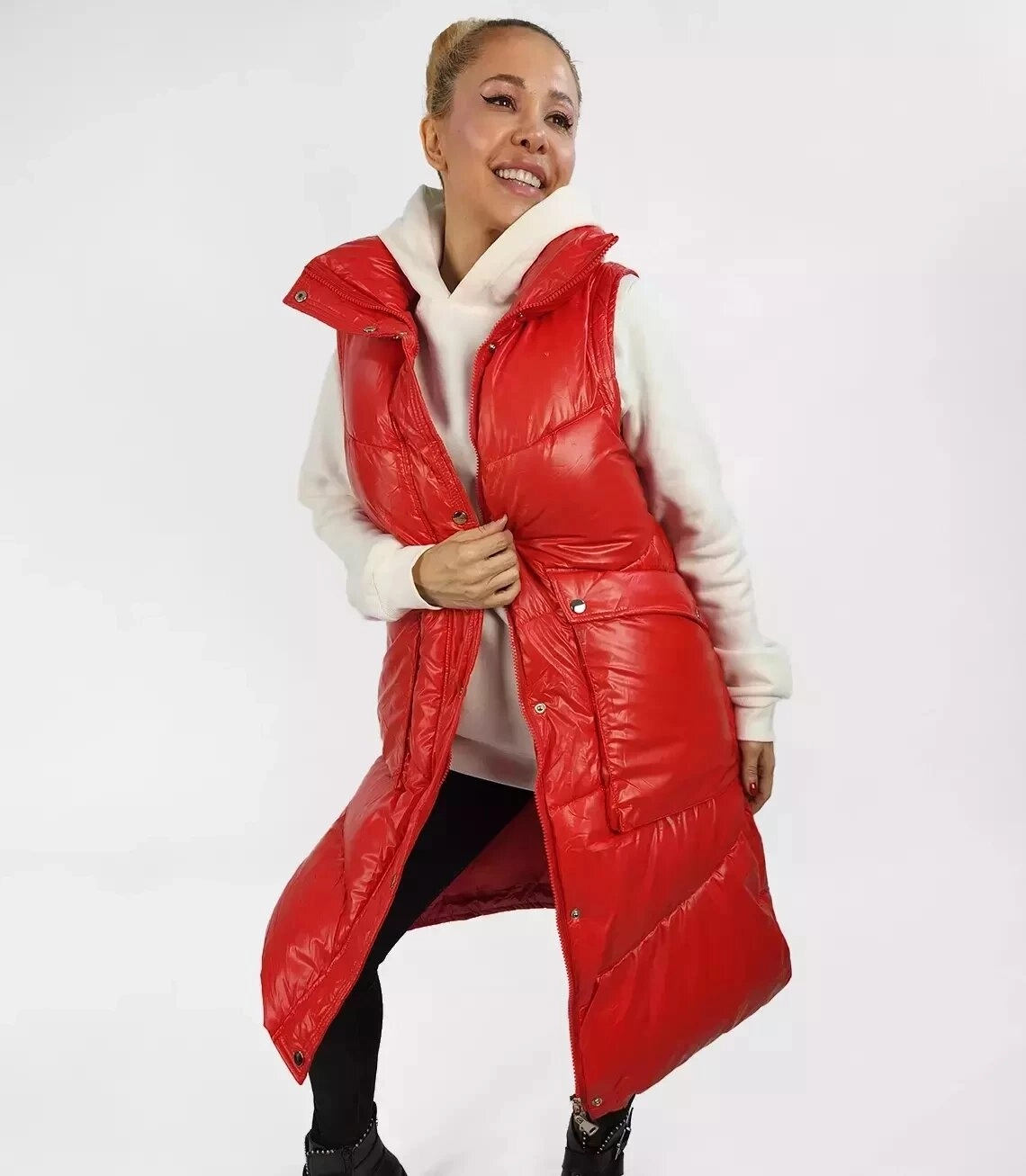 Dámská dlouhá vesta bez rukávů s kapsami (13268 / D2-3829) - Agrafka